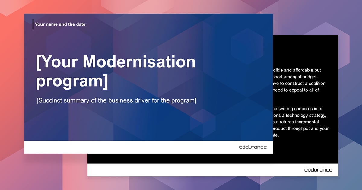 Software Modernisation initiative | Presentation template